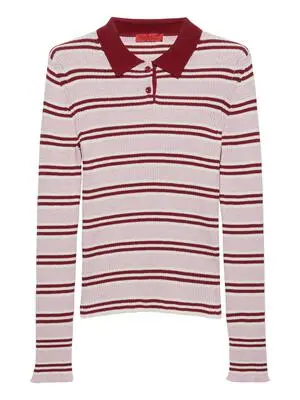 Max & Co. Rib-knit Striped Polo Sweater - Red