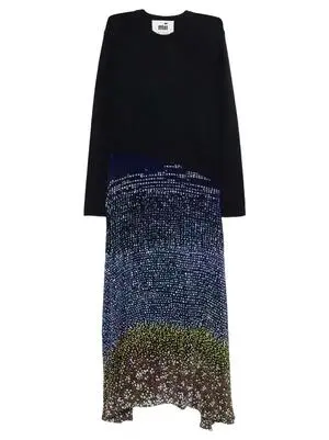 MII Printed Midi Dress - Black