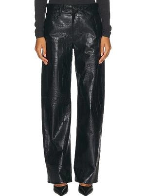 AGOLDE Arc Pant In Black Faux Leather - Croc