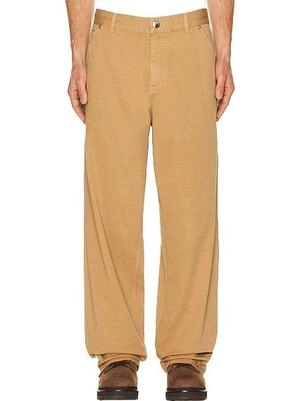 Moncler Garment Dyed Cotton Blend Trousers - Camel