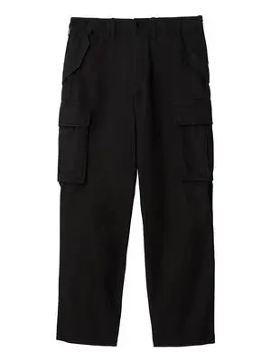 Burberry Cotton Cargo Trousers With Check Belt - Black