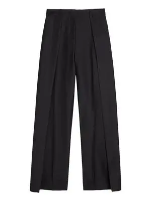 HEIRLOME Split Wide-leg Wool-blend Trousers - Black