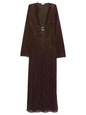 Oseree Oséree Maxi Dress With V-Neck And Ring Detail Brown