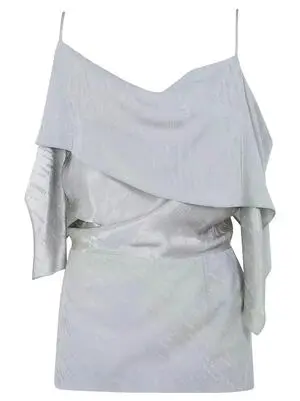 MAISON MARGIELA MM6 Maison Margiela Sage Grey Strappy All-Over Print Rear Zip Blouse