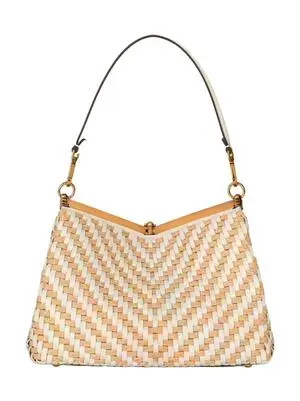 Etro Medium Vela Woven Leather Shoulder Bag - Neutrals