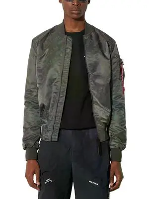 Alpha Industries Bomber Jacket With All-over Logo Print - Grey