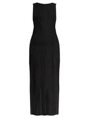 Rag & Bone Ribbed Knit Boat Neck Sleeveless Dress - Black