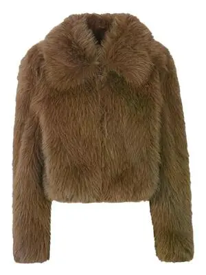 THE FRANKIE SHOP Hope Fur Jacket Brown