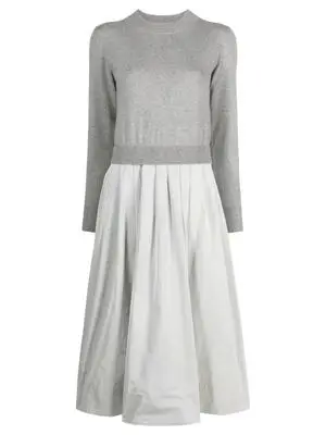 Peserico Knitted-panel Flared Midi Dress - Grey