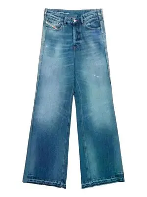 PROTOTYPES Graphic Print Frayed Hem Jeans - Blue