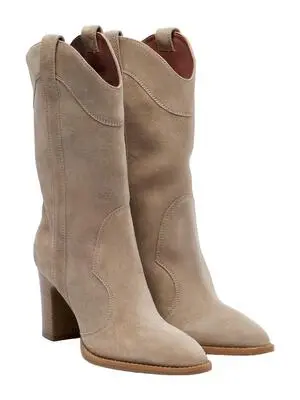 Paris Texas Lavinia Suede Cowboy Boots Beige