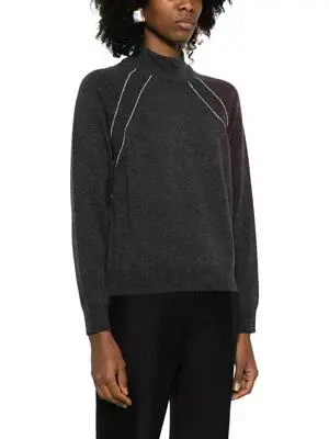 Peserico Bead-detailed Mock Neck Sweater - Grey