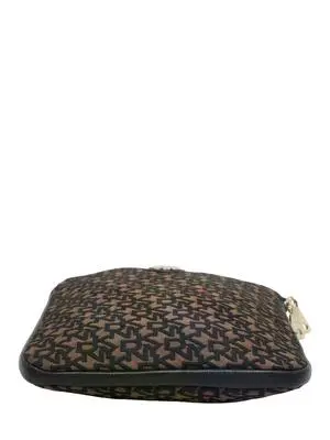 Dkny Monogram Canvas And Leather Clutch Bag - Brown