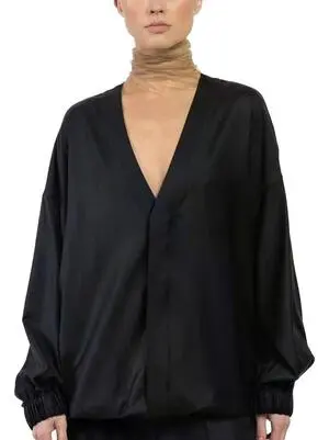 SA SU PHI V-neck Button Jacket - Black