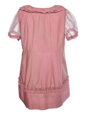 Moschino Cotton Ruffled Top With Sheer Sleeves - Pink
