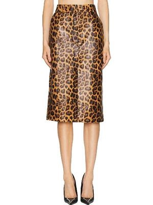 AEXAE Leather Maxi Skirt - Leopard