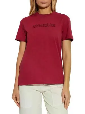 Moncler Moncler Embroidered Logo T-Shirt Red
