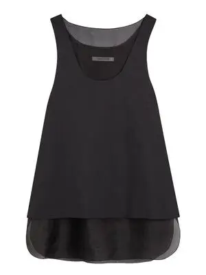 VORANIDA Layered Cotton-poplin And Silk Organza Top - Black