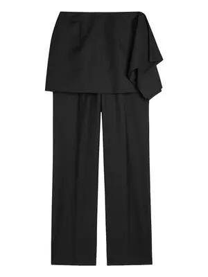 VORANIDA Layered-effect Wool-blend Trousers - Black