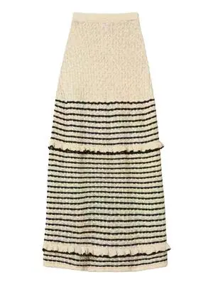 TWINSET TWINSET Striped Ruffled Maxi Skirt Neutrals