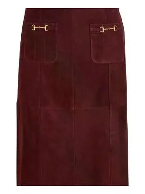 Rixo Rixo Edwina Suede Midi Skirt Red