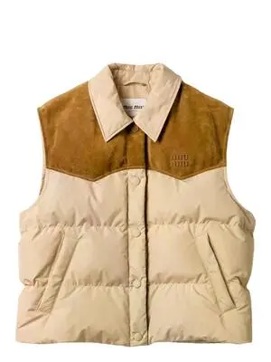 Miu Miu Logo-Detail Vest Neutrals
