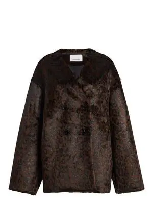 THE FRANKIE SHOP Valentina Faux Fur Leopard Print Jacket - Animal