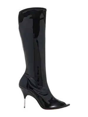 Amina Muaddi Bruna Latex Knee High Boots - Black