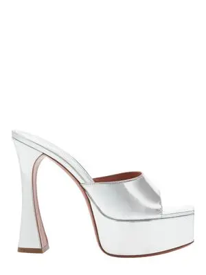 Amina Muaddi Amina Muaddi Dalida Metallic Leather Platform Mules Silver