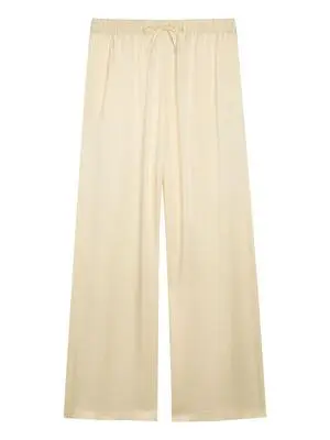 Stella McCartney Stella McCartney Logo-Embroidered Wide-Leg Satin Trousers Cream