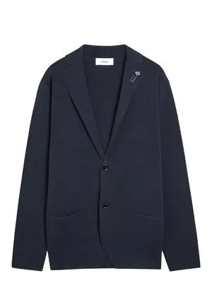 LARDINI Cotton Cardigan With Detachable Brooch - Navy