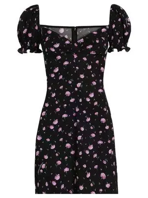 Dolce & Gabbana Ruffled Floral Mini Dress - Black