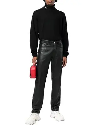ROMEO HUNTE Wool Fitted Roll Neck Jumper - Black
