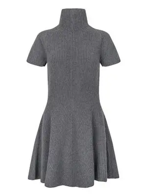 Magda Butrym Ribbed Knit Turtleneck Mini Dress - Grey