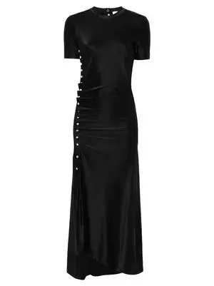 Rabanne Rabanne Button Detail Asymmetrical Hem Dress Black
