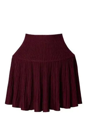 Alaïa Ribbed Wool-blend Knit Mini Skirt - Burgundy
