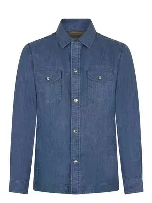 MOORER Chest Flap-pocket Shirt - Blue
