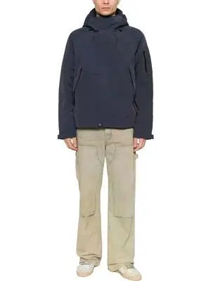 JG1 Zip-up Hooded Jacket With High Neck And Zip Details - Blue