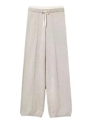 TWINSET Drawstring Wide Leg Knit Trousers - Grey