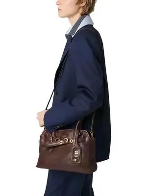 Miu Miu Aventure Leather Tote Bag - Brown