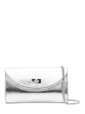 Sandro Mambo Metallic Leather Clutch Bag - Silver