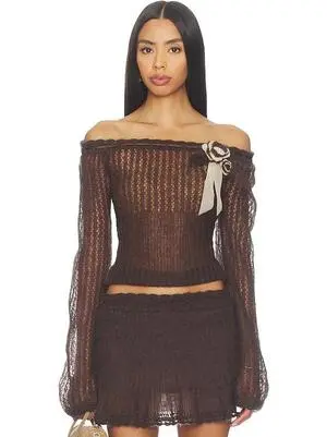 MIRROR PALAIS Little Lamb Knit Top - Brown