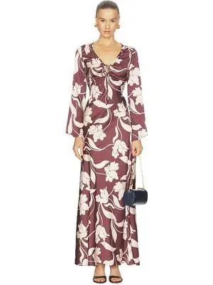 Misa Karla Printed Maxi Dress - Chocolate