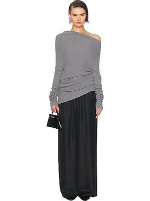 LISA YANG One Shoulder Ribbed Knit Sweater Dress - Deep Cloud