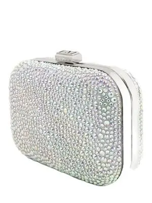 GEMY MAALOUF Embellished Crepe Clutch Bag - Silver