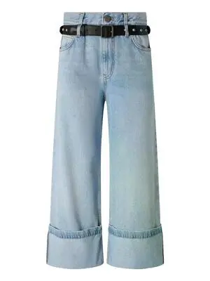 Pinko Cuffed Belted Jeans - Blue