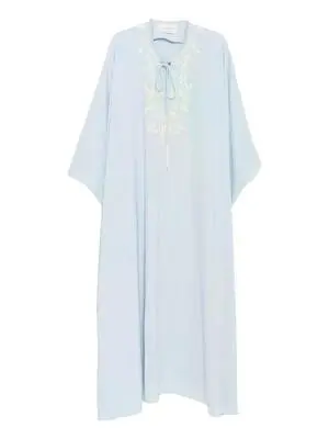 SHATHA ESSA Floral Embellished Maxi Dress - Blue