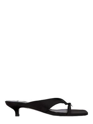 TOTEME Bow Satin Kitten Heel Sandals - Black