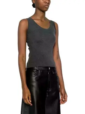 IVORY PARIS Ribbed Sleeveless Scoop Neck Tank Top - Grey