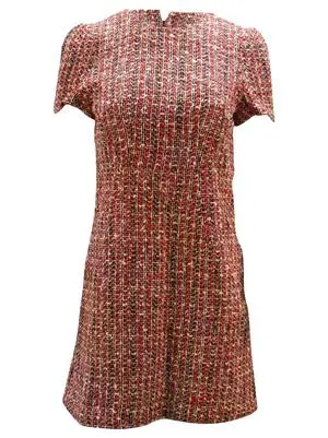 Alexander McQueen Tweed Rear-zip Short Sleeve Dress - Red